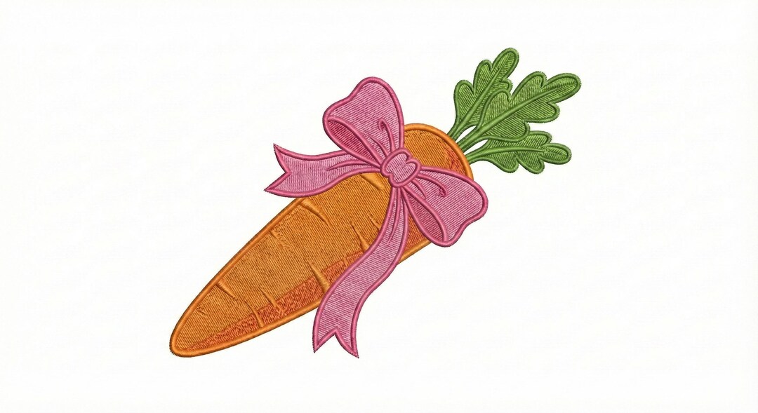 Carrot Bow Machine Embroidery Design Easter Stitch PES File Cute ...