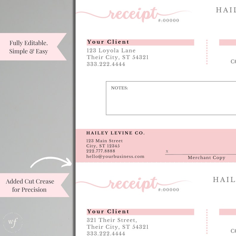 Pink Receipt Template, Boho Small Business, Proof of Purchase ...
