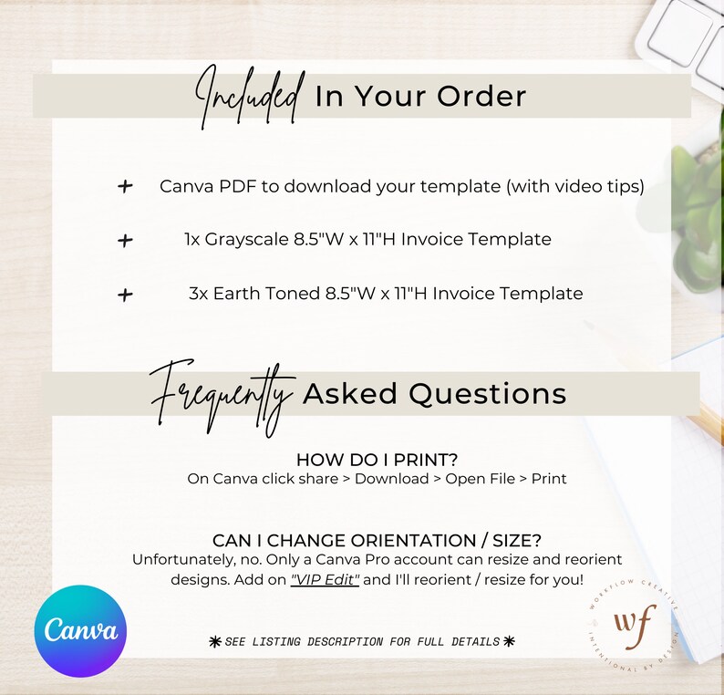 Botanical Theme Invoice Bundle, Small Business Accounting, Customizable ...