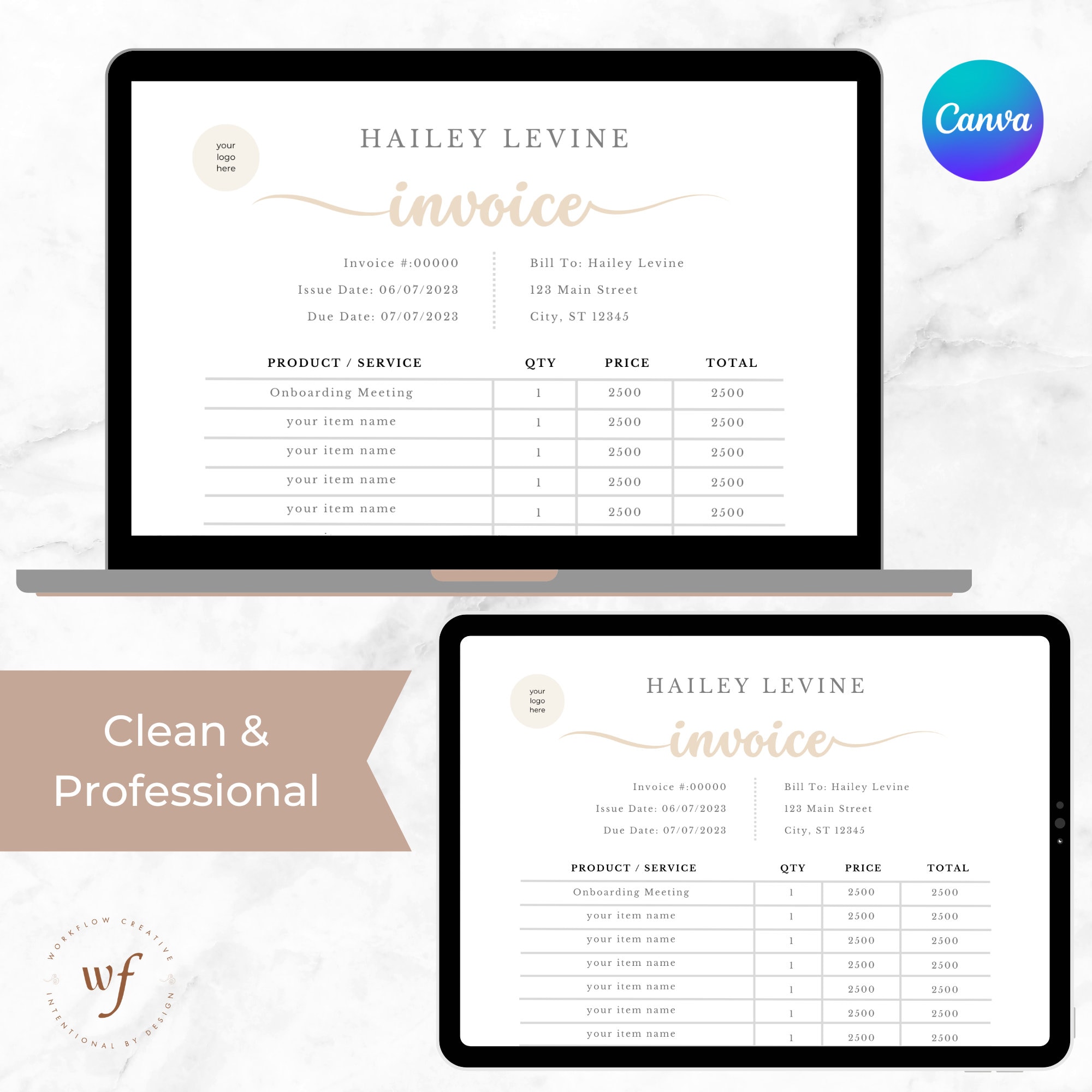 Beige Invoice Template, Small Business Accounting, Neutral Bill ...