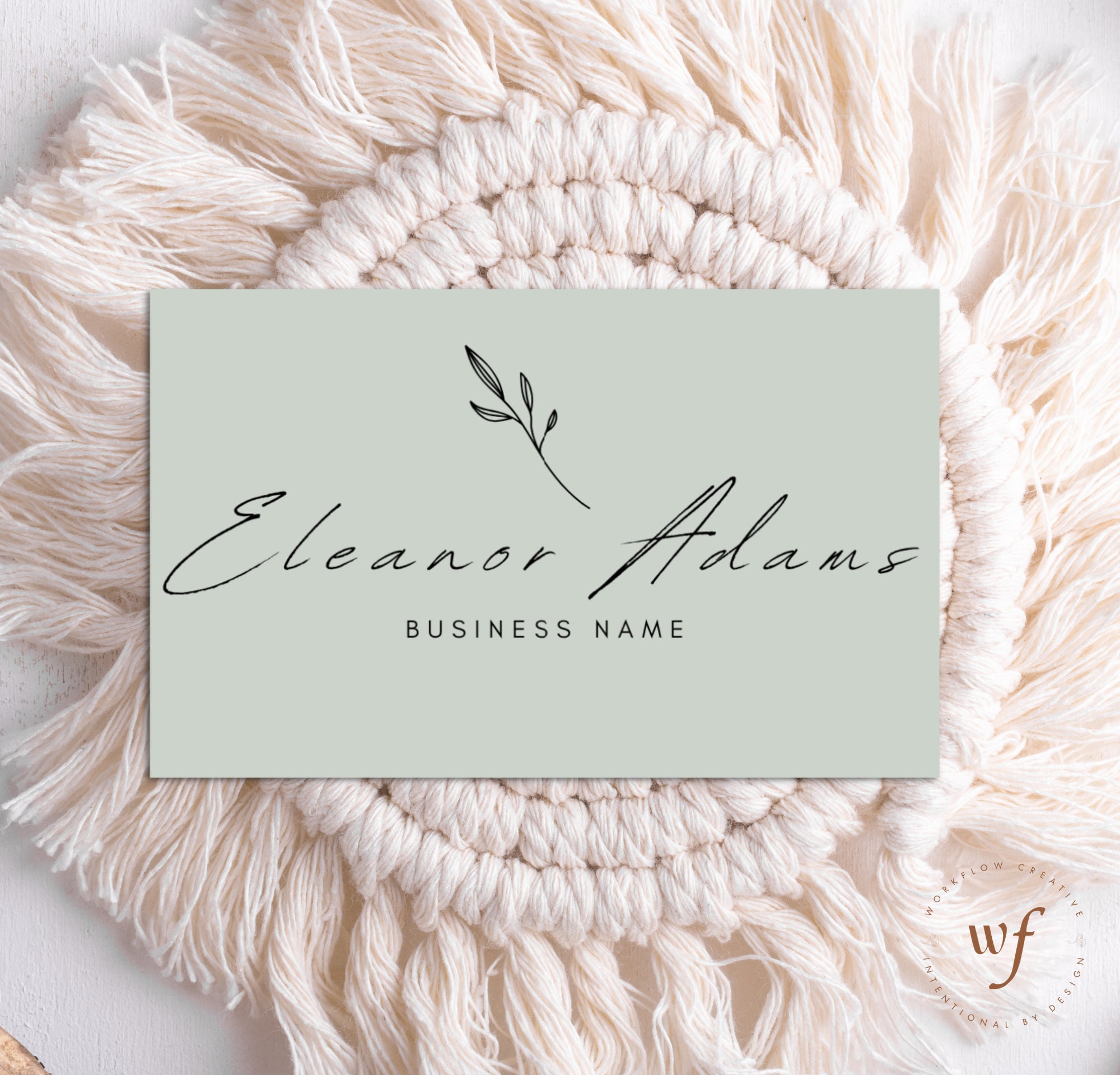Sage Business Card, Minimalist Calling Card, Editable Canva Template ...