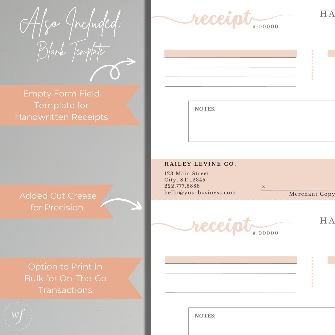 Peach Invoice and Receipt Template, Boho Bill Statement, Cash Payment ...