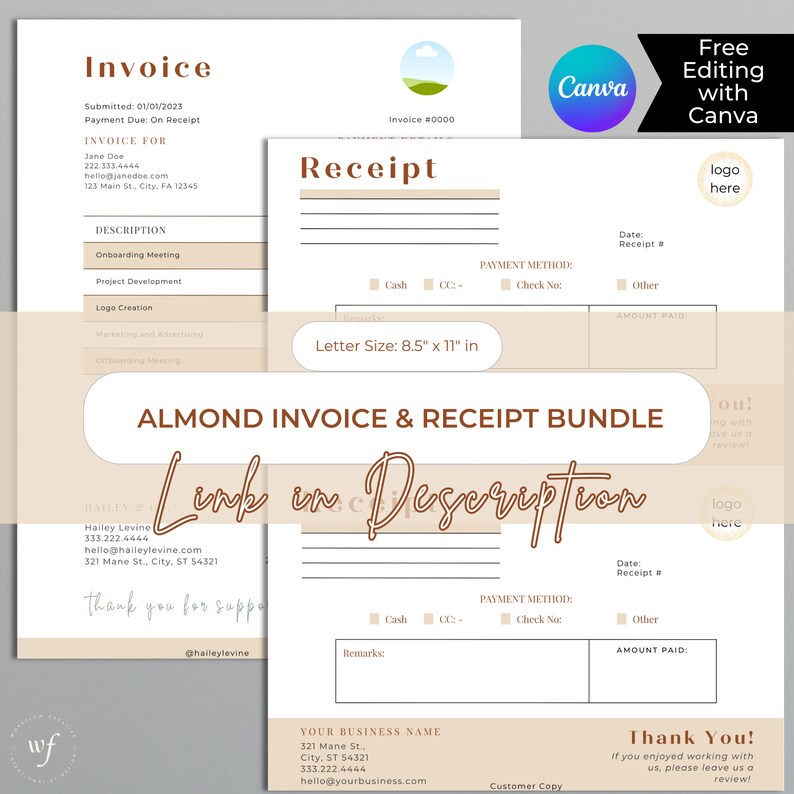 Brown Invoice Template, Small Business Accounting, Neutral Bill ...