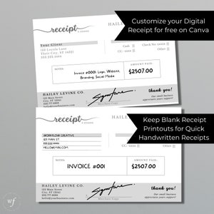 Invoice and Receipt Template, Black and White Document, Bill Statement ...