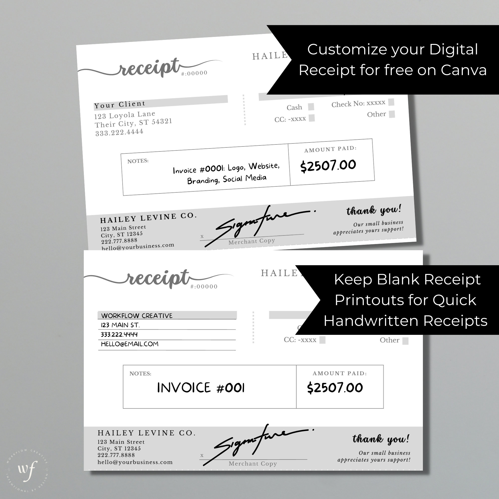 Invoice and Receipt Template, Black and White Document, Bill Statement ...