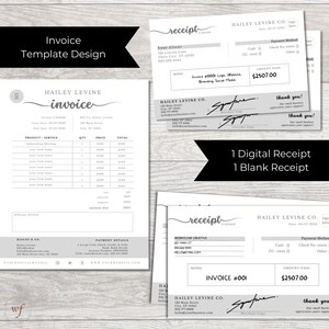 Invoice and Receipt Template, Black and White Document, Bill Statement ...