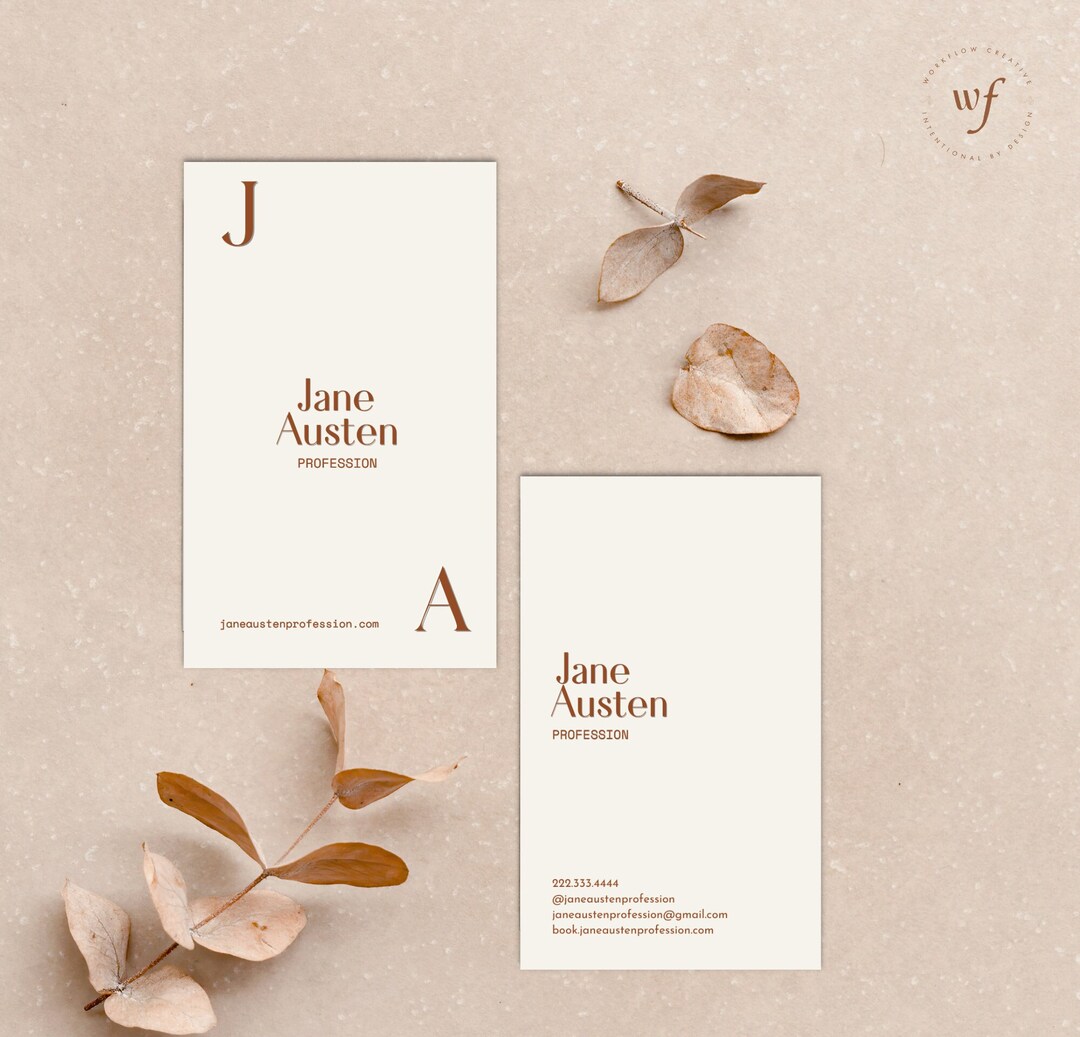Minimal Business Card, Portrait Calling Card, Monogram Lettering ...