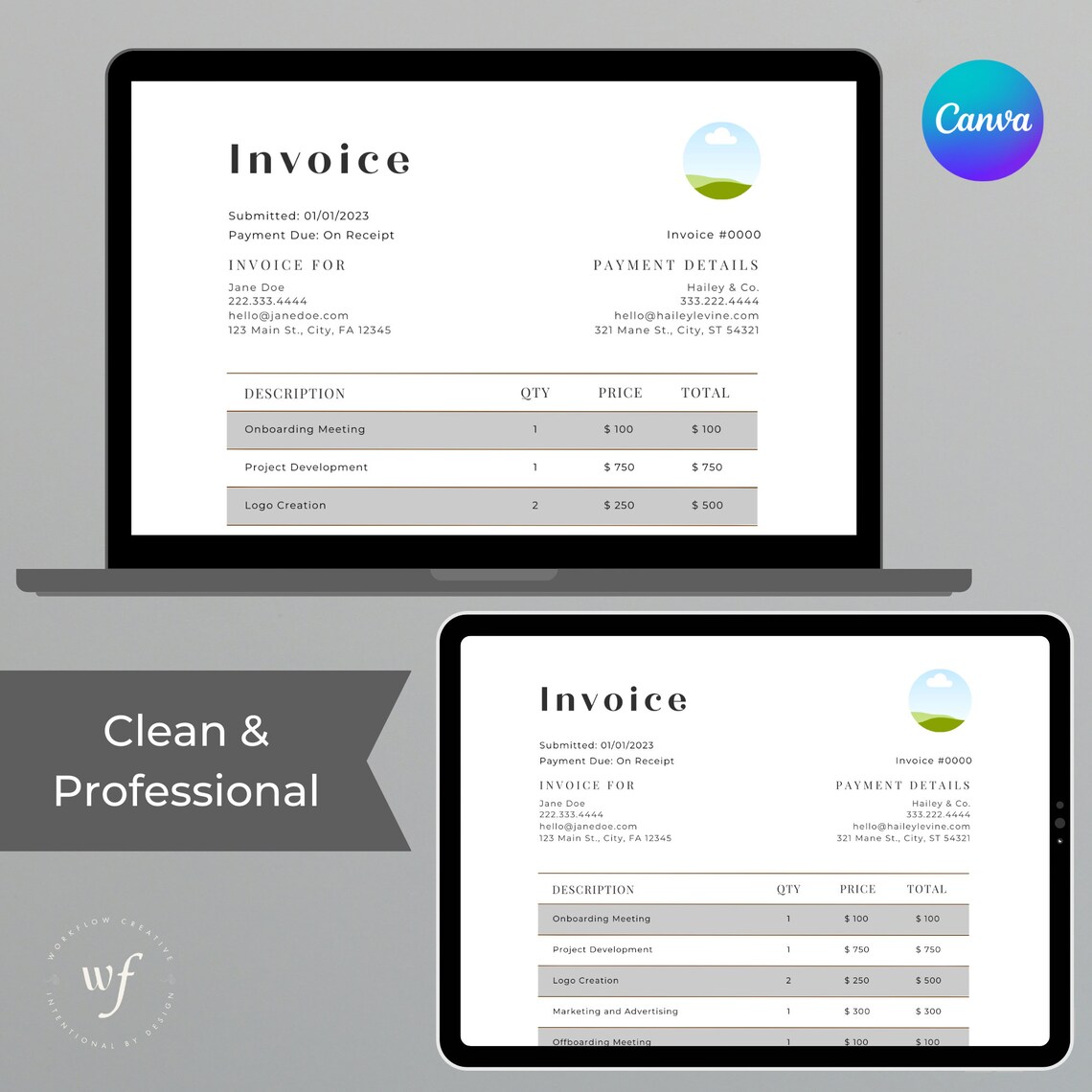 Invoice and Receipt Template, Black and White Document, Bill Statement ...