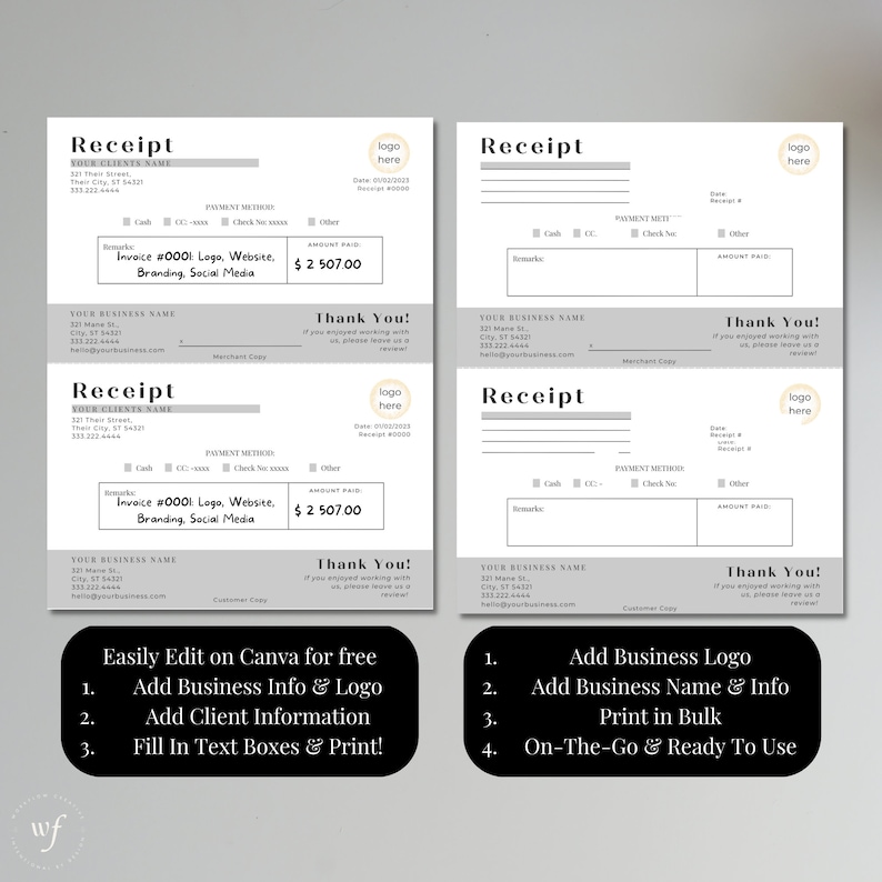 Receipt Template, Canva, Small Business Accounting, Proof of Purchase ...