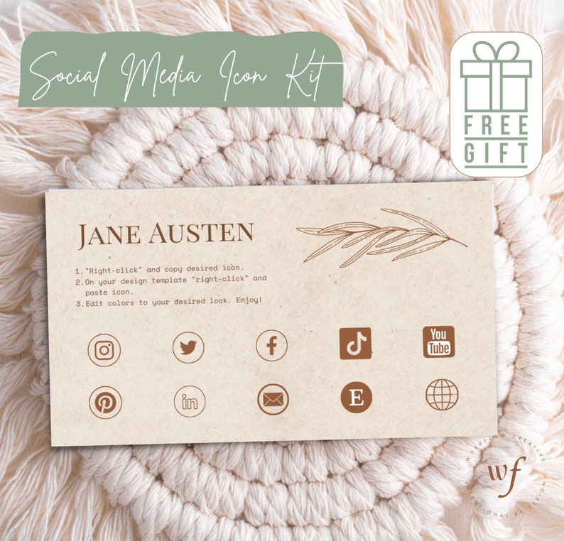 Sage Business Card, Minimalist Calling Card, Editable Canva Template ...