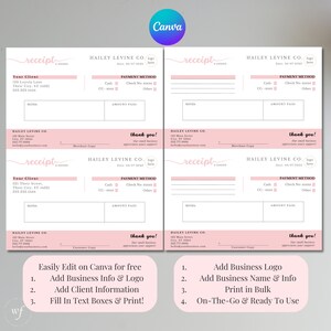 Pink Receipt Template, Boho Small Business, Proof of Purchase ...