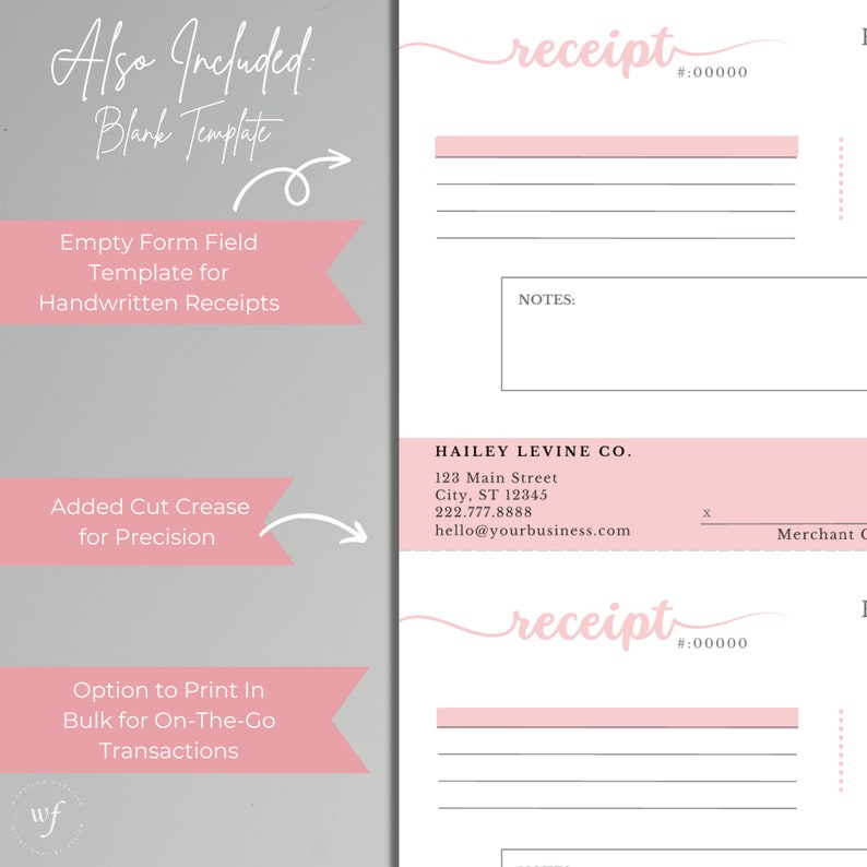Pink Invoice and Receipt Template, Blush Document, Bill Statement, Pay ...