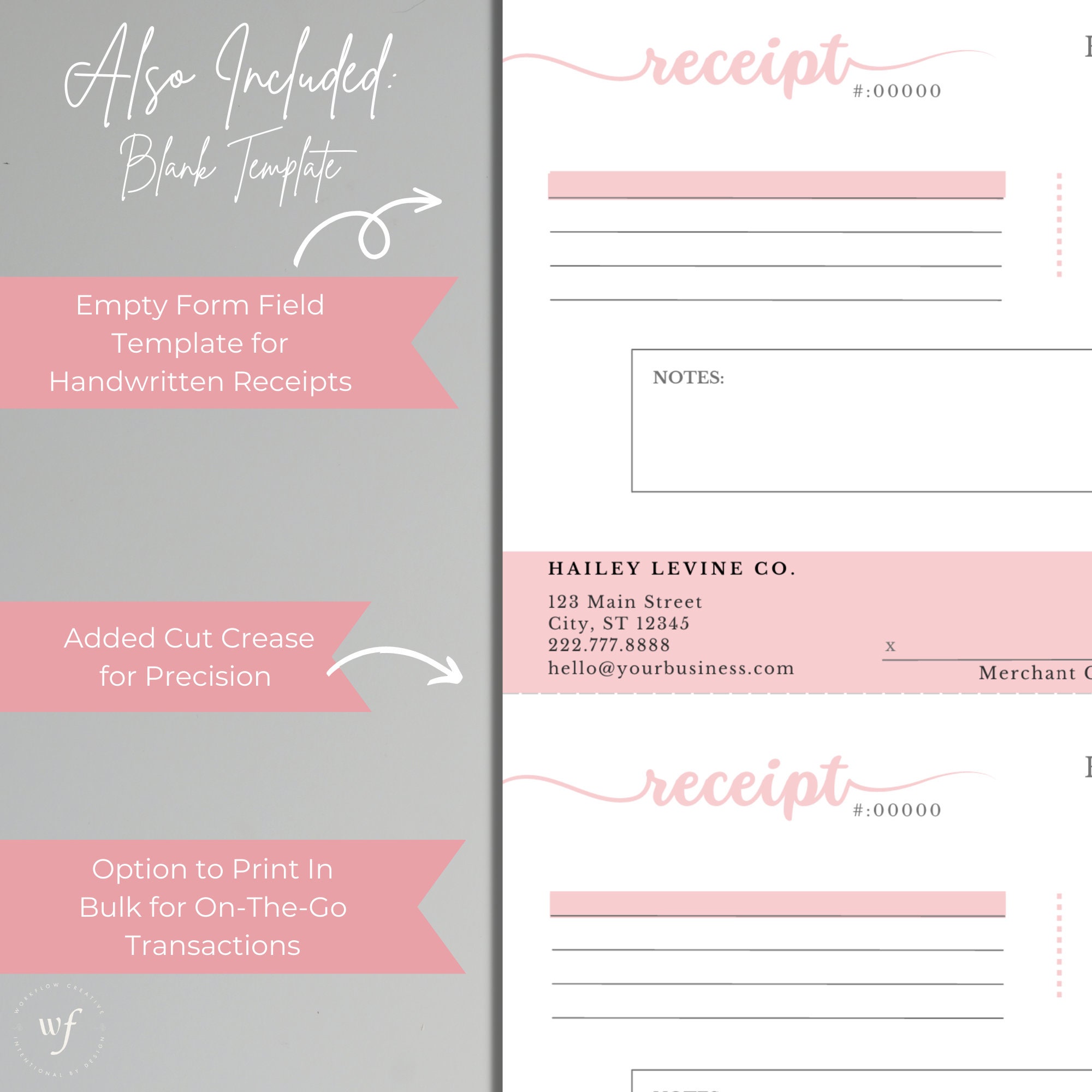 Pink Invoice and Receipt Template, Blush Document, Bill Statement, Pay ...