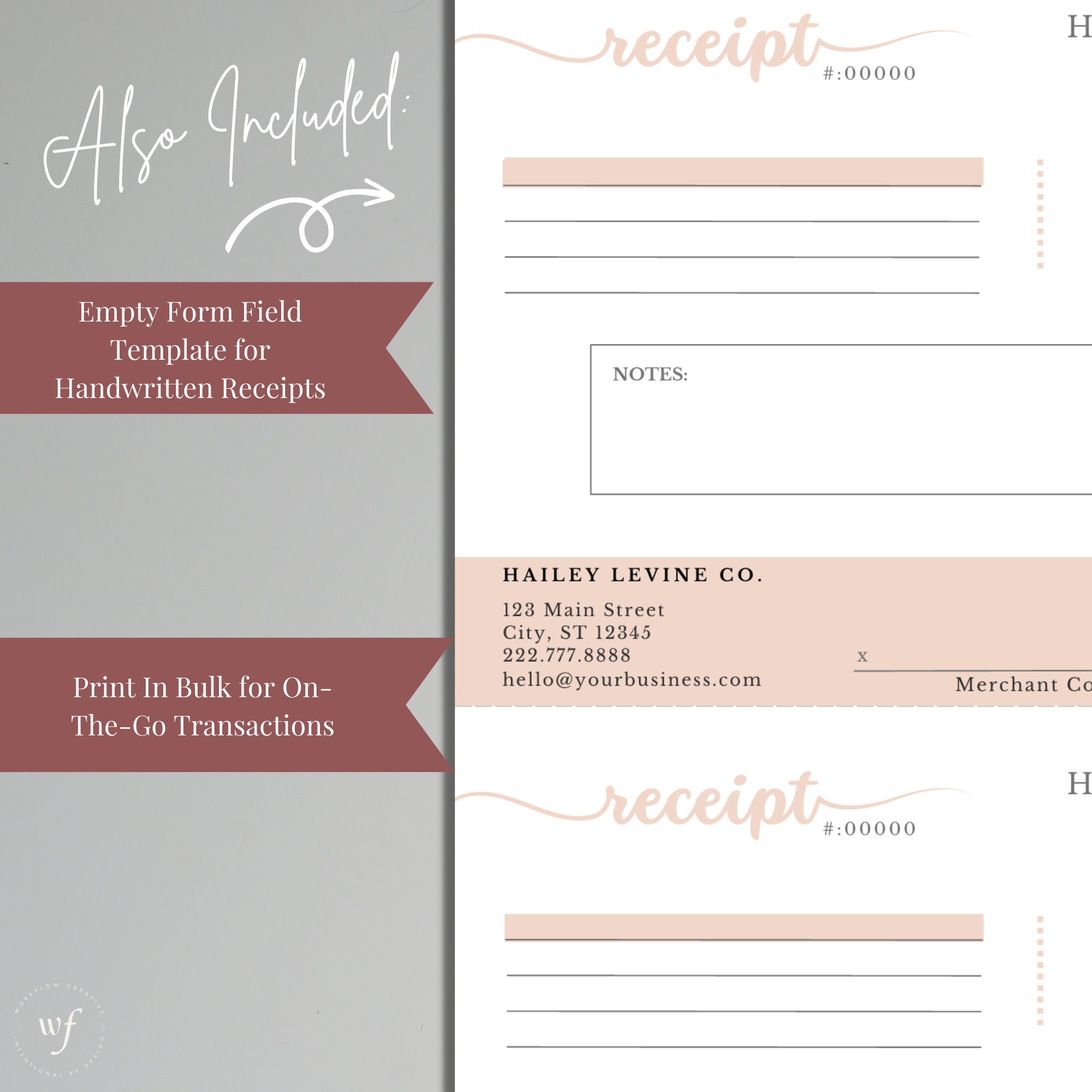 Peach Receipt Template, Canva DIY, Small Business Accounting, Proof of ...