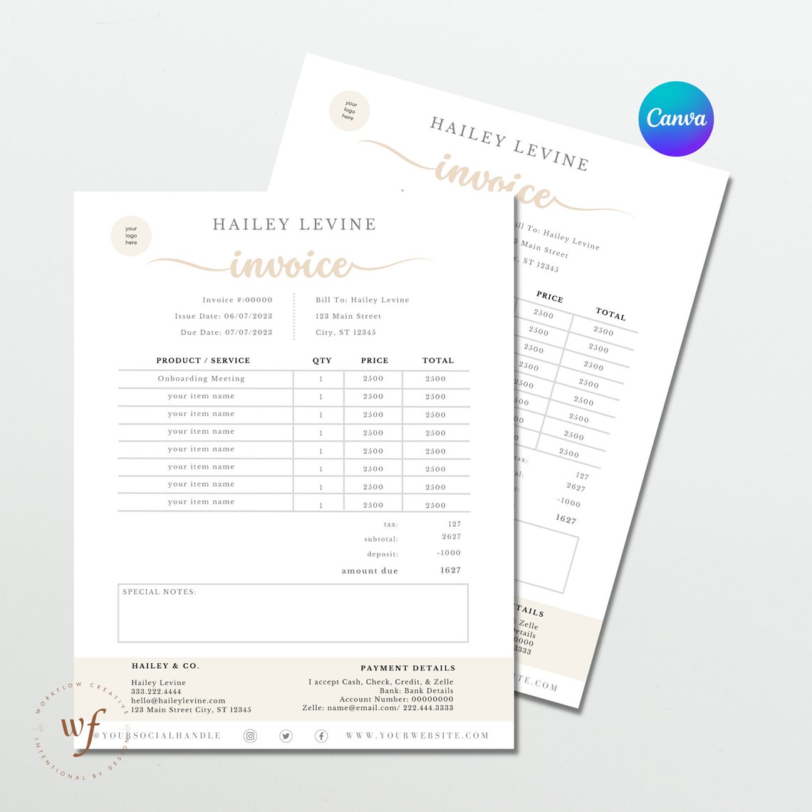 Beige Invoice Template, Small Business Accounting, Neutral Bill ...