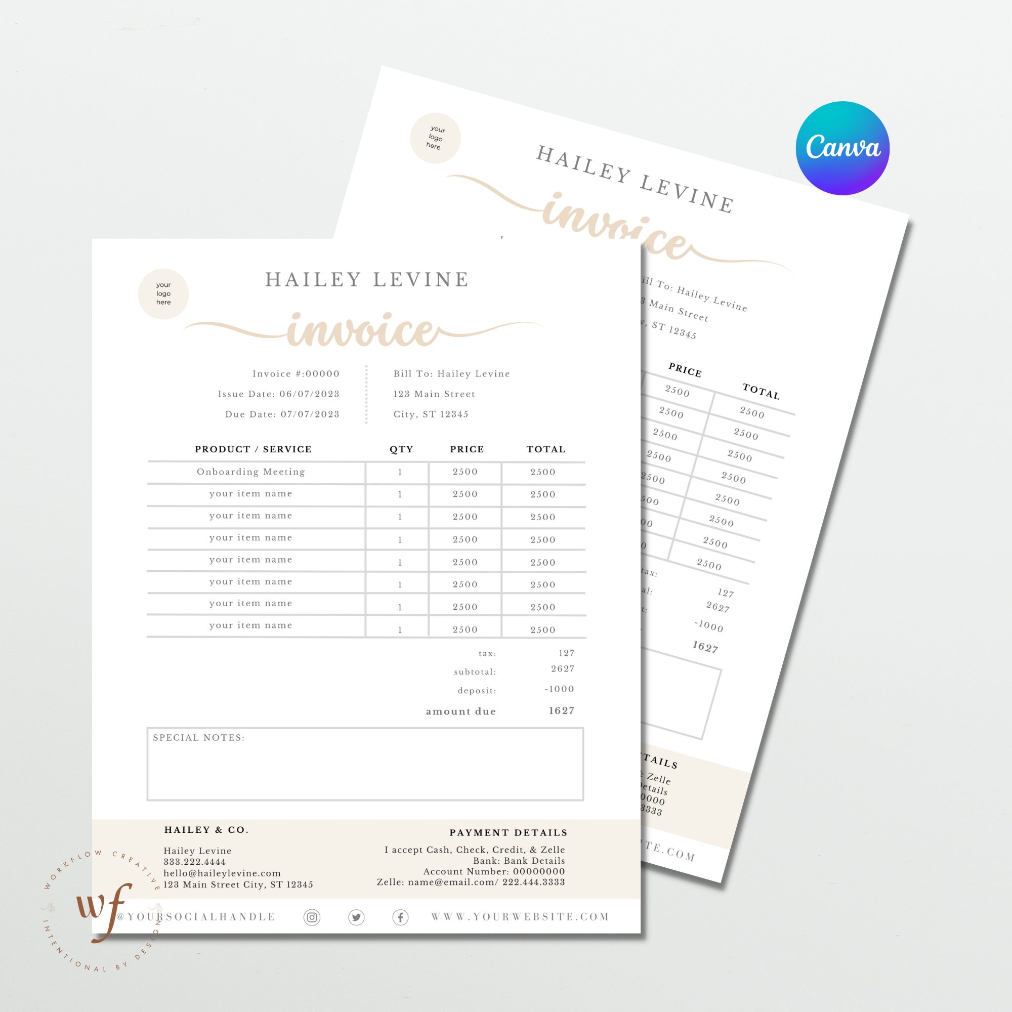Beige Invoice Template, Small Business Accounting, Neutral Bill ...