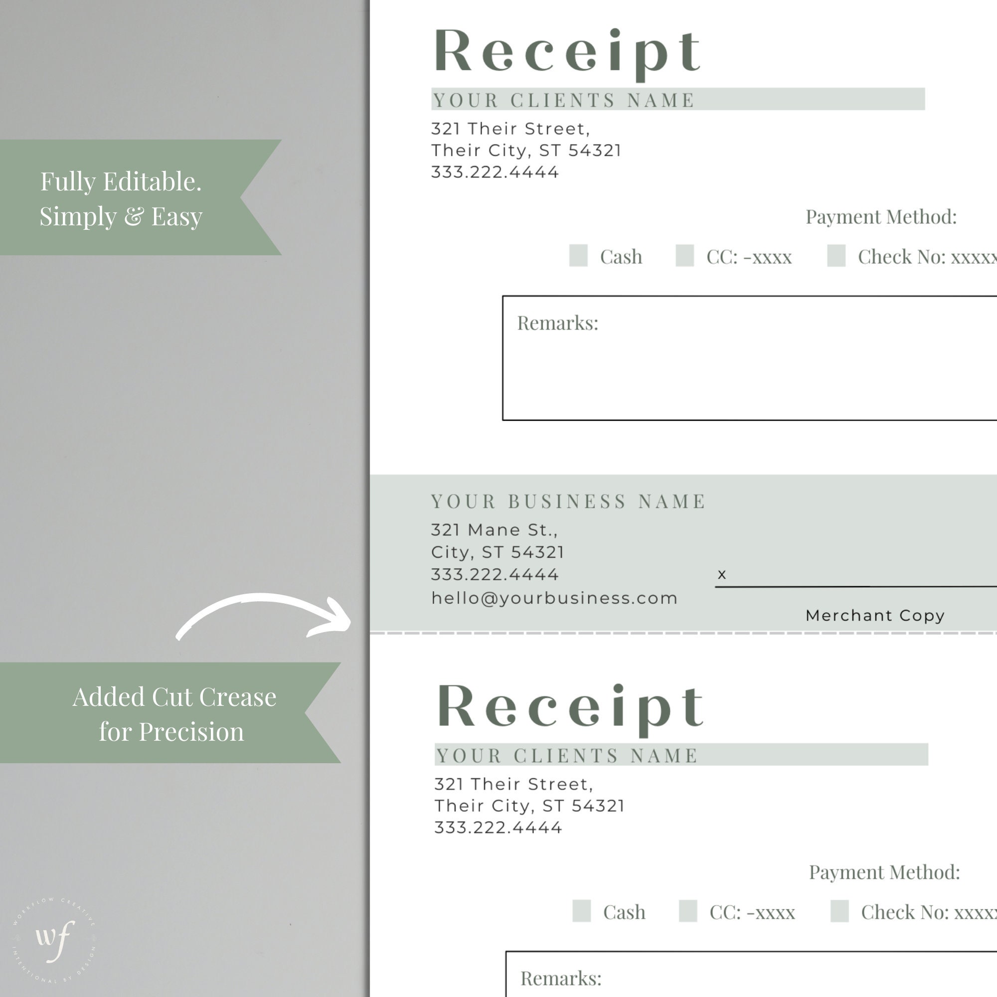 Sage Receipt Template, Boho Small Business, Proof of Purchase ...