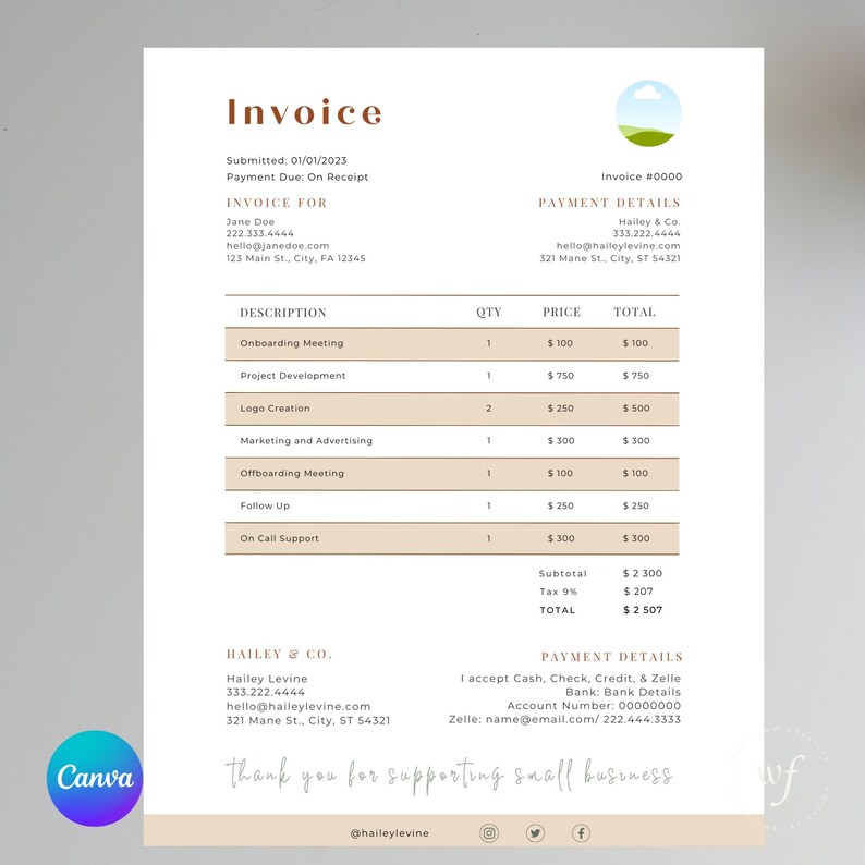 Brown Invoice Template, Small Business Accounting, Neutral Bill ...