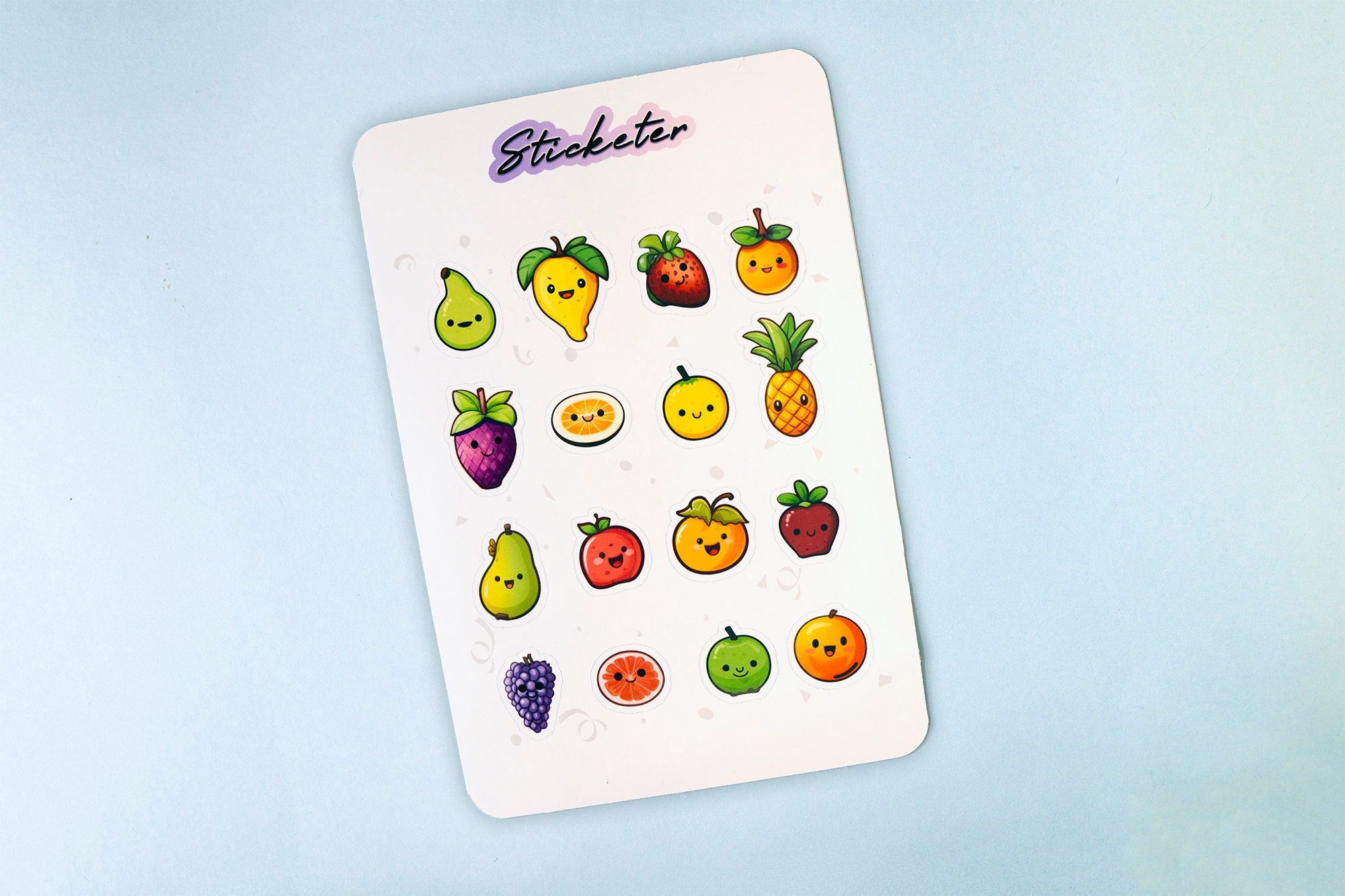 Cute Fruits & Berry Sticker Sheet, Tropical Juicy Assortment, Mixed ...