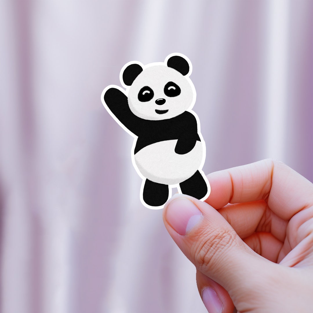 Happy Cute Panda Sticker - Fun Panda Bear Art for Laptop, Water Bottle ...