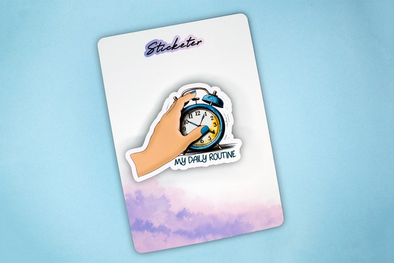 Inspirational Daily Routine Sticker, Hand Press Alarm Clock Vinyl ...