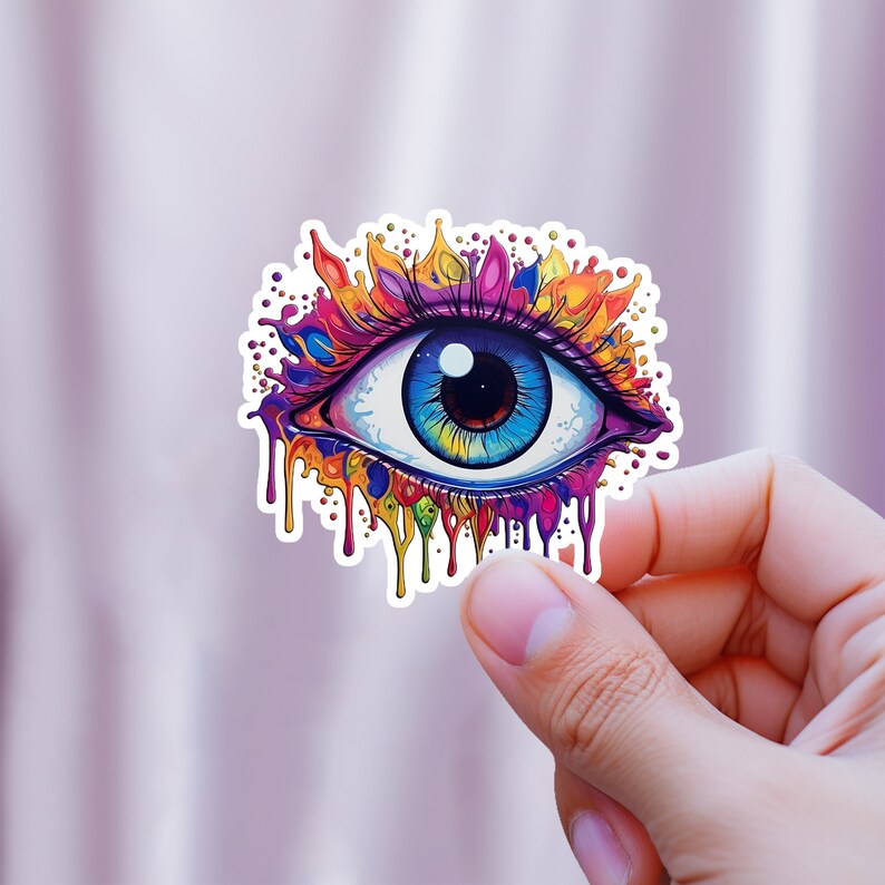 Colorful Pop Art Eye Sticker Retro Psychedelic Abstract - Etsy