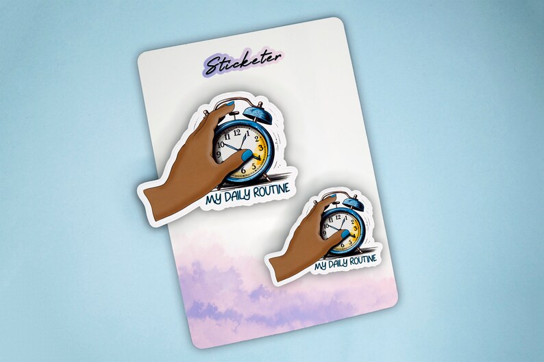 Inspirational Daily Routine Sticker, Hand Press Alarm Clock Vinyl ...