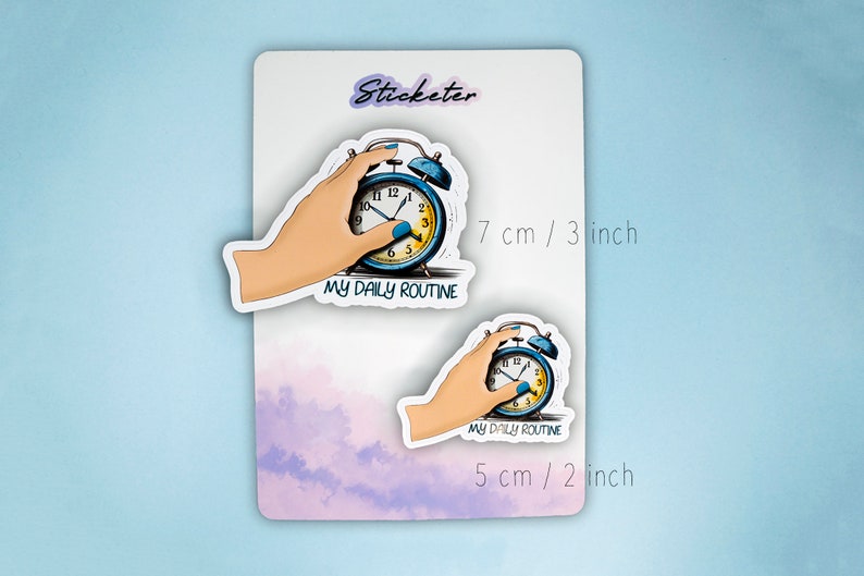 Inspirational Daily Routine Sticker, Hand Press Alarm Clock Vinyl ...