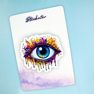 Colorful Pop Art Eye Sticker, Retro Psychedelic Abstract Design - Etsy