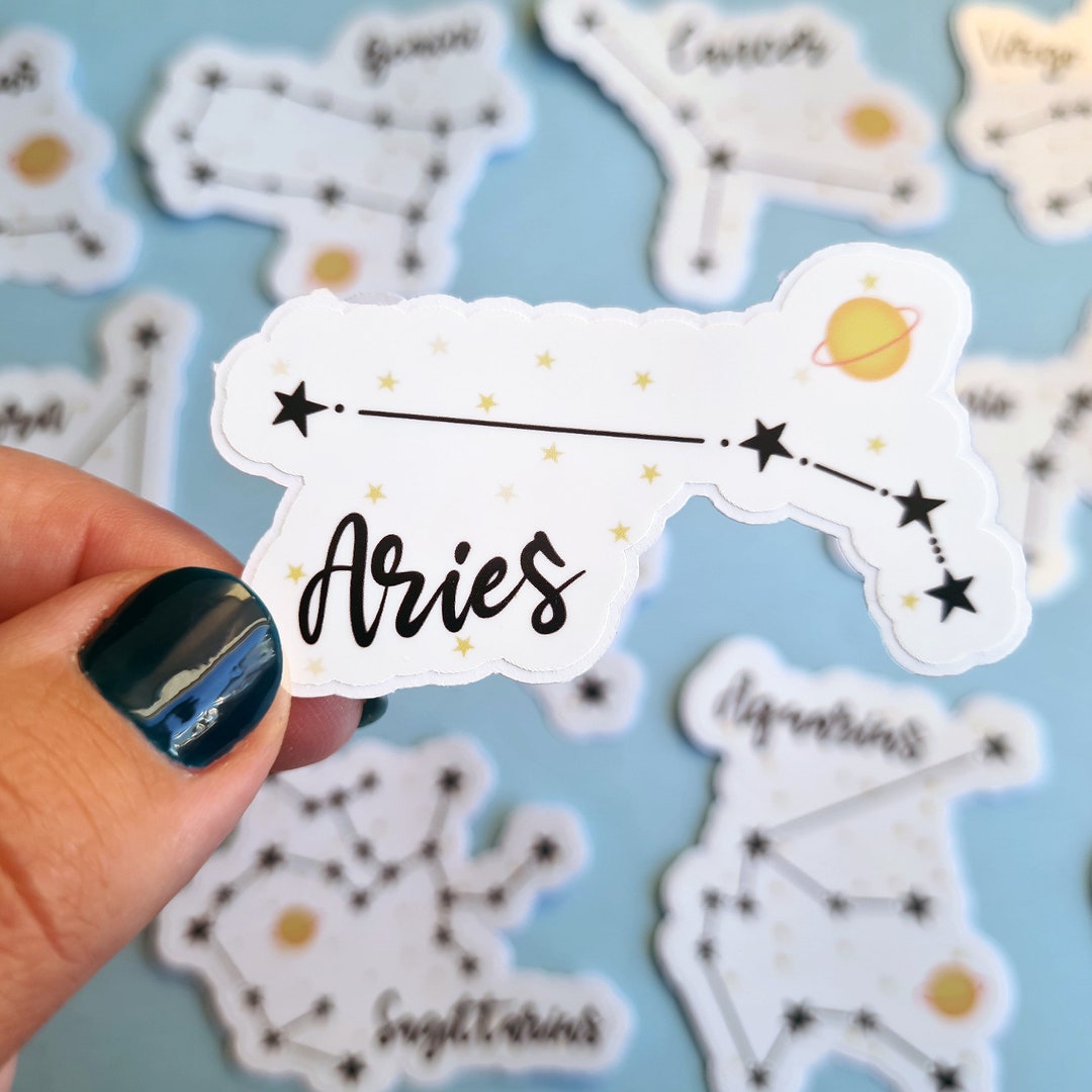 Aries Zodiac Sticker, Astrology Decal With Constellation Symbols ...
