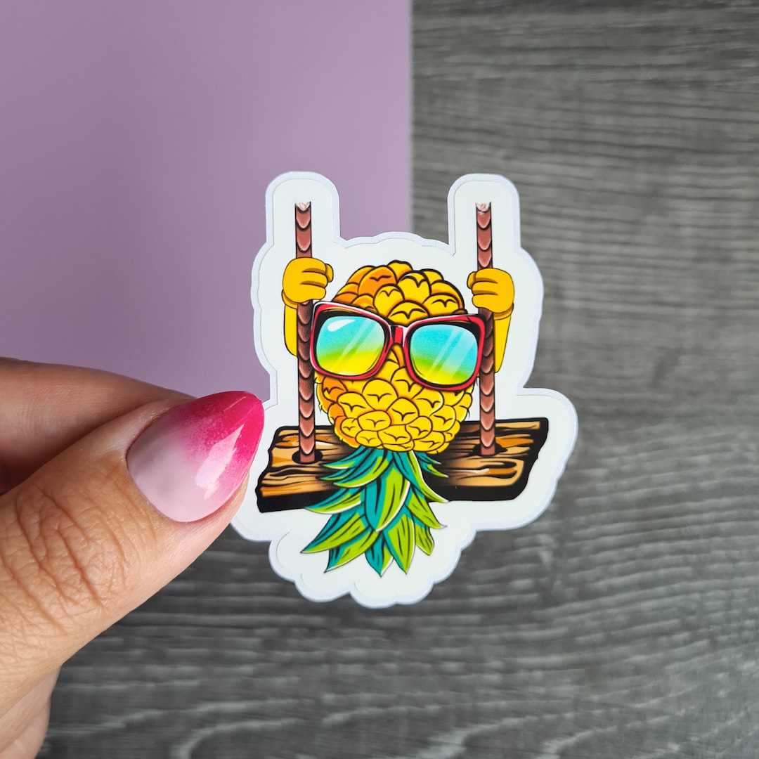 Upside Down Pineapple Sticker, Cool Swinger Symbol, Fun & Quirky ...