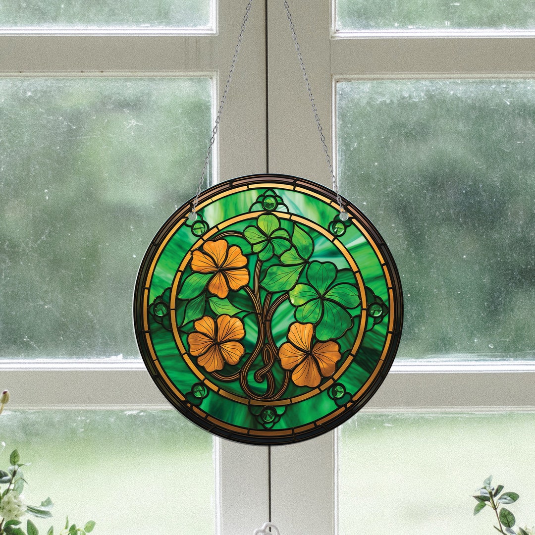 Shamrock Acrylic Window Hanging, Four Leaf Clover Window Decor for ...