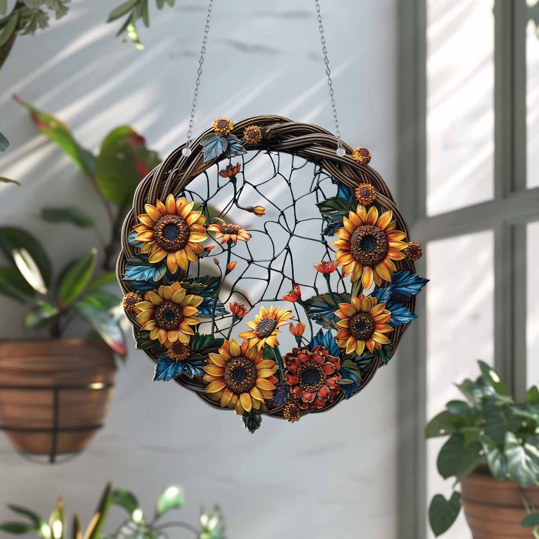 Sunflower Acrylic Window Hanging, Sunflower Decor, Sunflower Kitchen ...