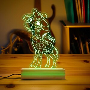Giraffe Light Up, Personalized Kids Gift, Giraffe and Baby Calf Theme Decor, Giraffe Art, Safari ...