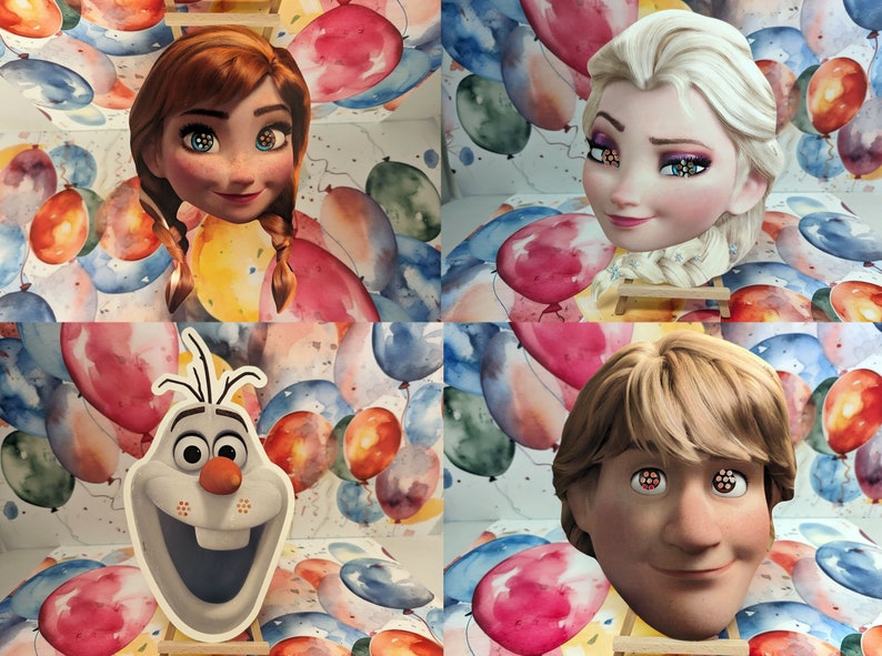 Frozen 2D Card Party Masks - Variety 4 Pack Includes Anna, Elsa ...