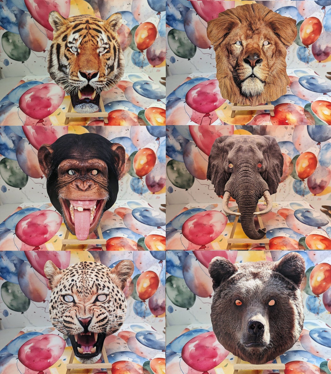 Wild Animal Card Party Masks - Variety Six Pack Includes a Lion, Tiger ...