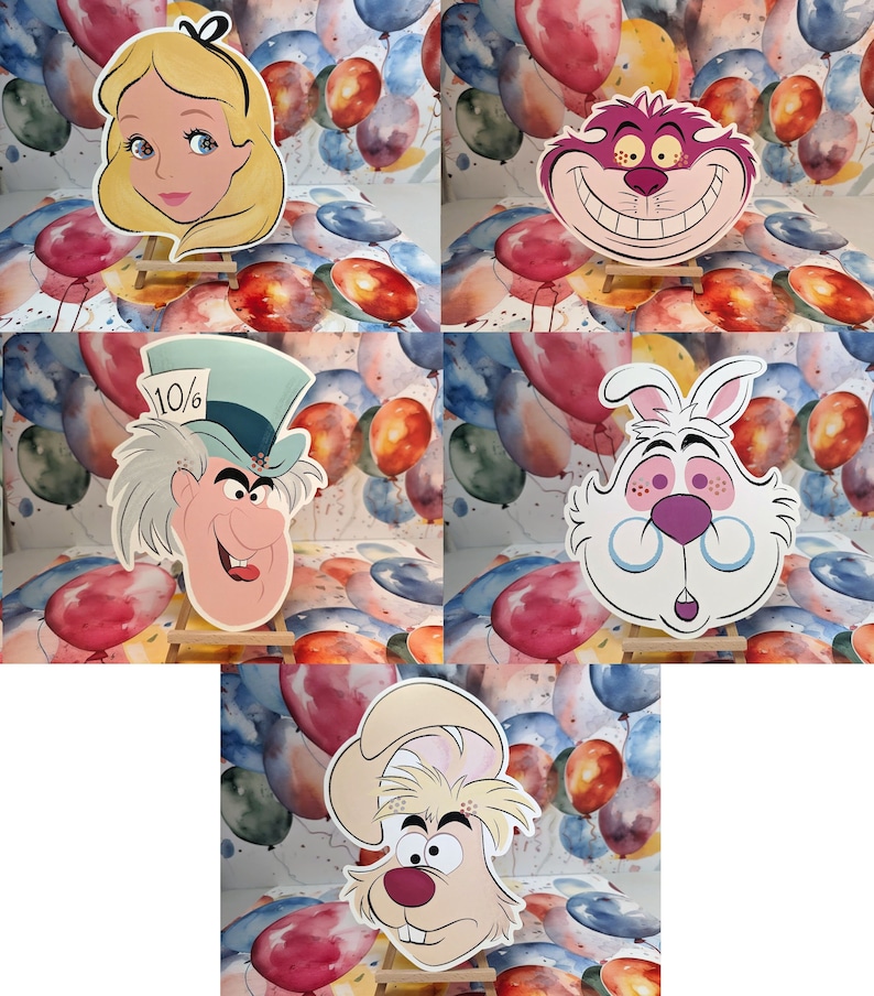 Alice in Wonderland 2D Card Party Masks - Five Pack - Fantasy Book and ...