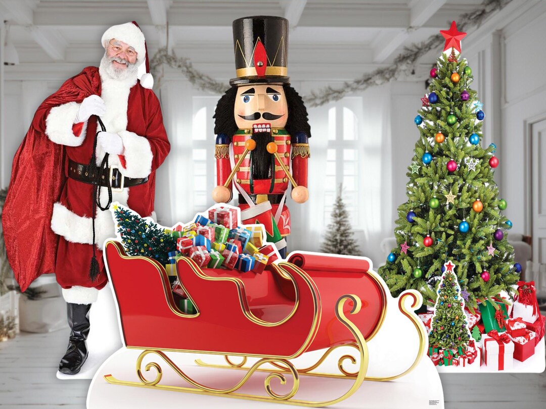 Christmas Themed Cardboard Cutouts Selection - Santa, Sleigh ...