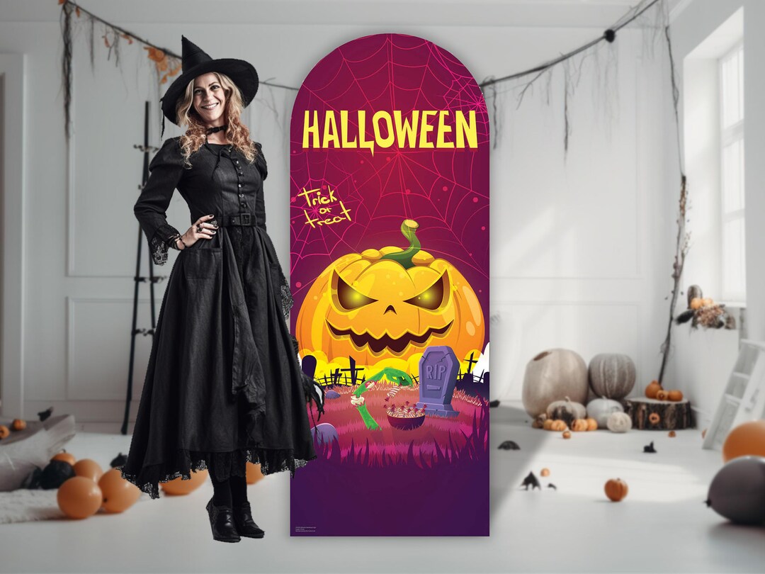 Halloween Cardboard Backdrop Standee Scene Creepy Decoration Party ...