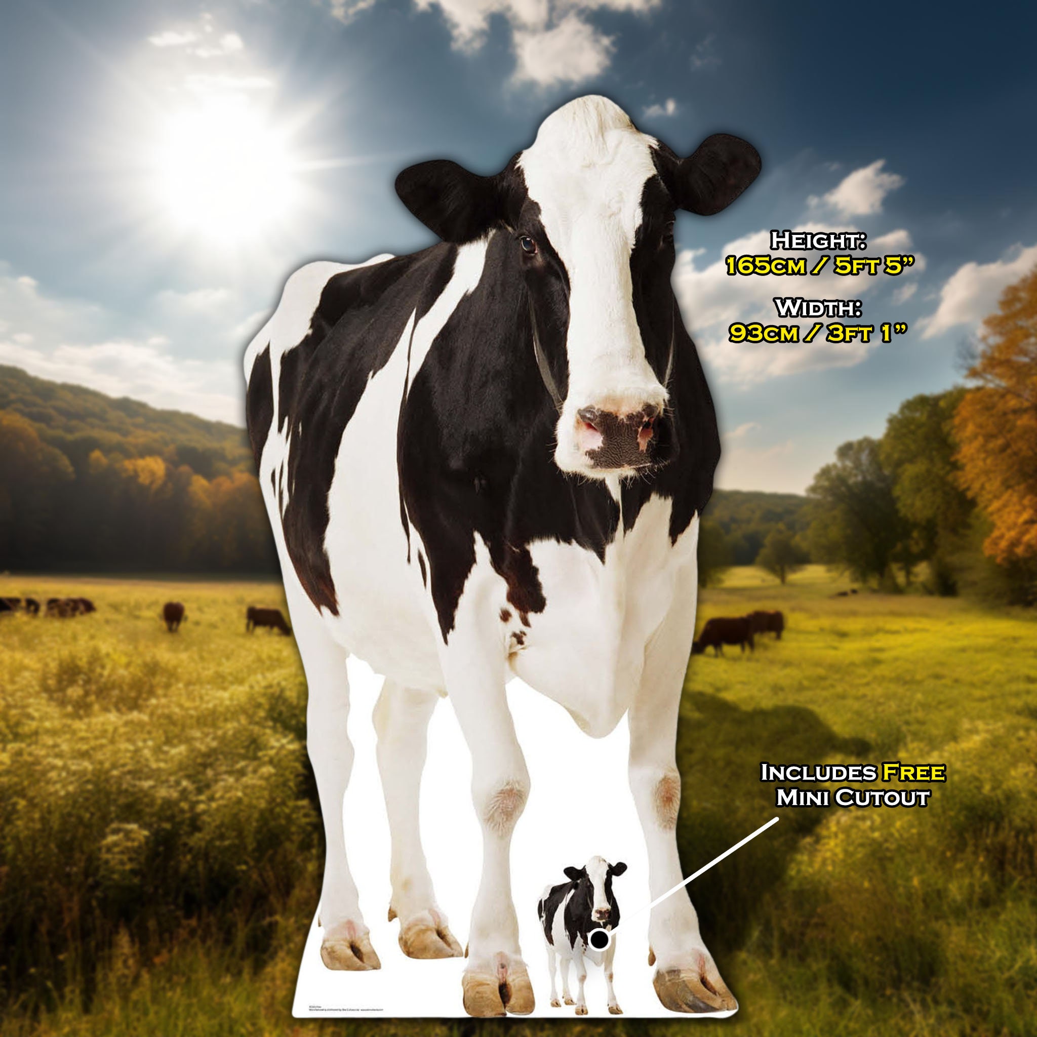 Cow Cardboard Cutout Animal Themed Standee Party Prop Measuring 165cm X ...