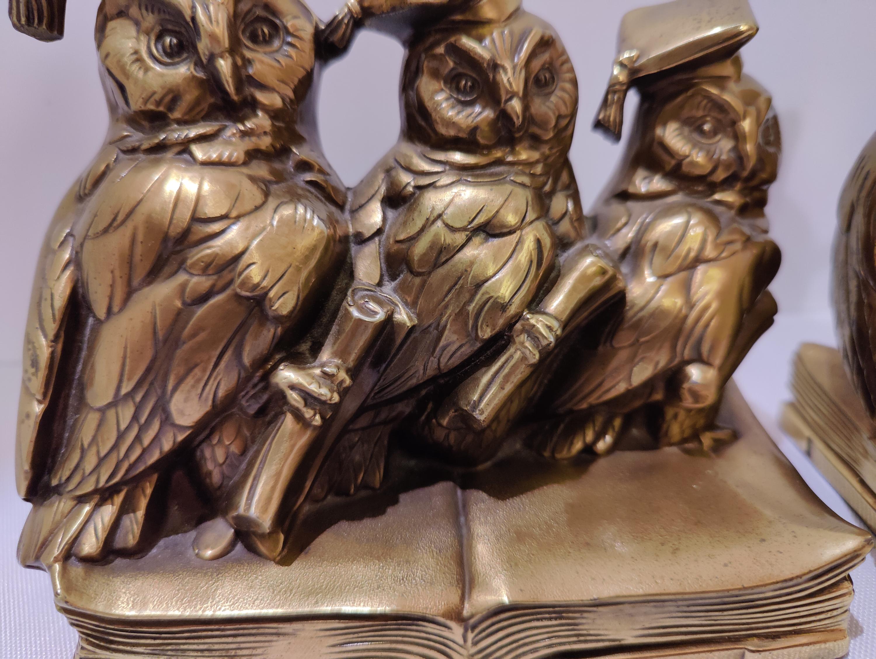 Vintage Solid Brass Bookends Jennings Brothers scholarly Owl - Etsy