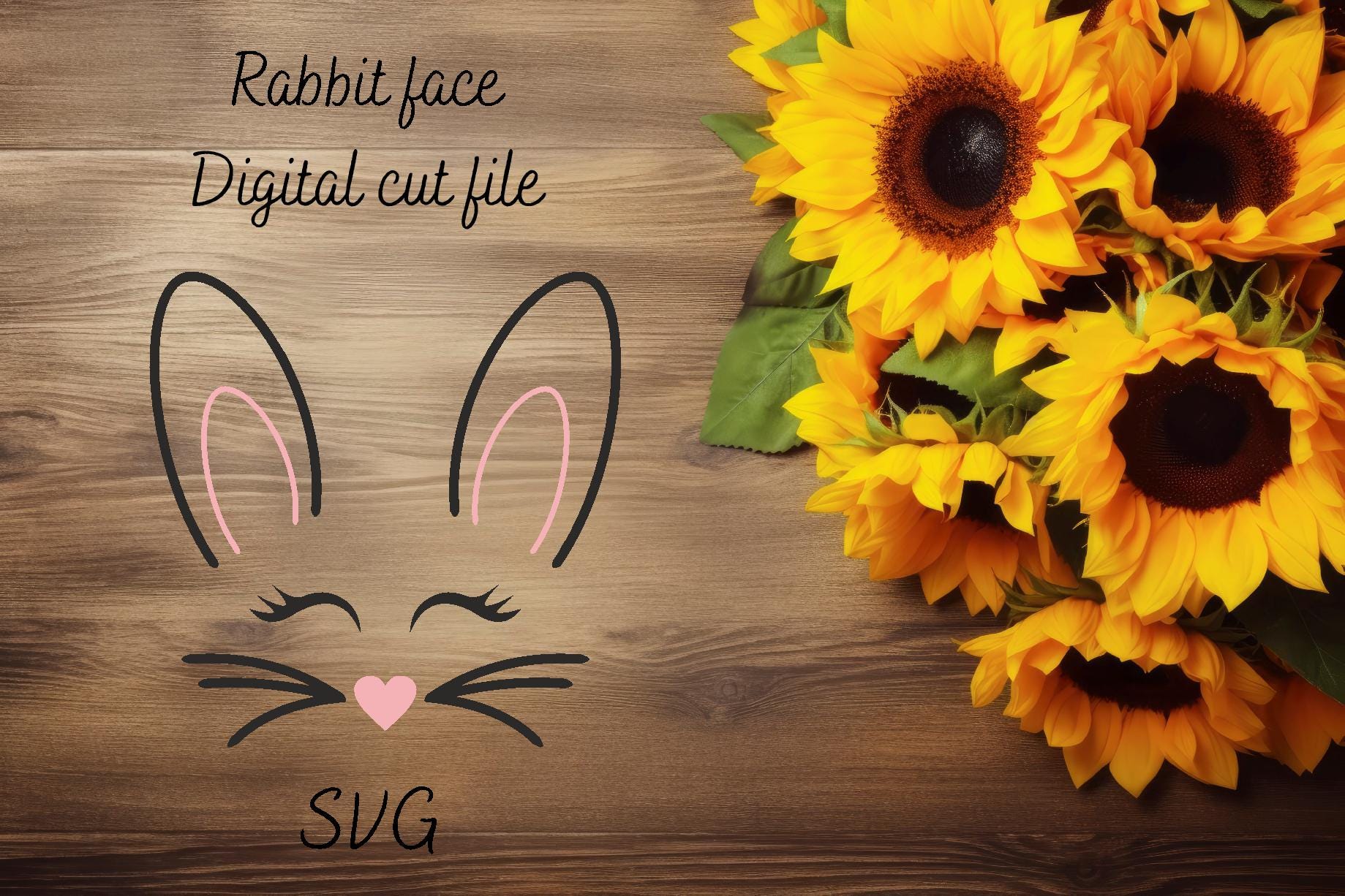 Rabbit Face Digital Cut File - Etsy
