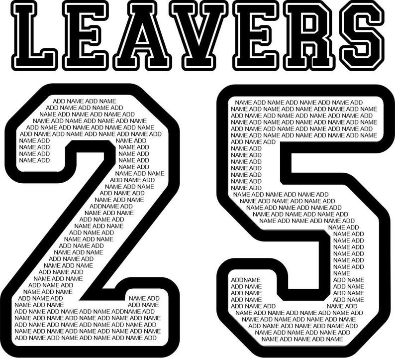 Leavers 25 Graphic Cut File SVG Filled With Names - Etsy
