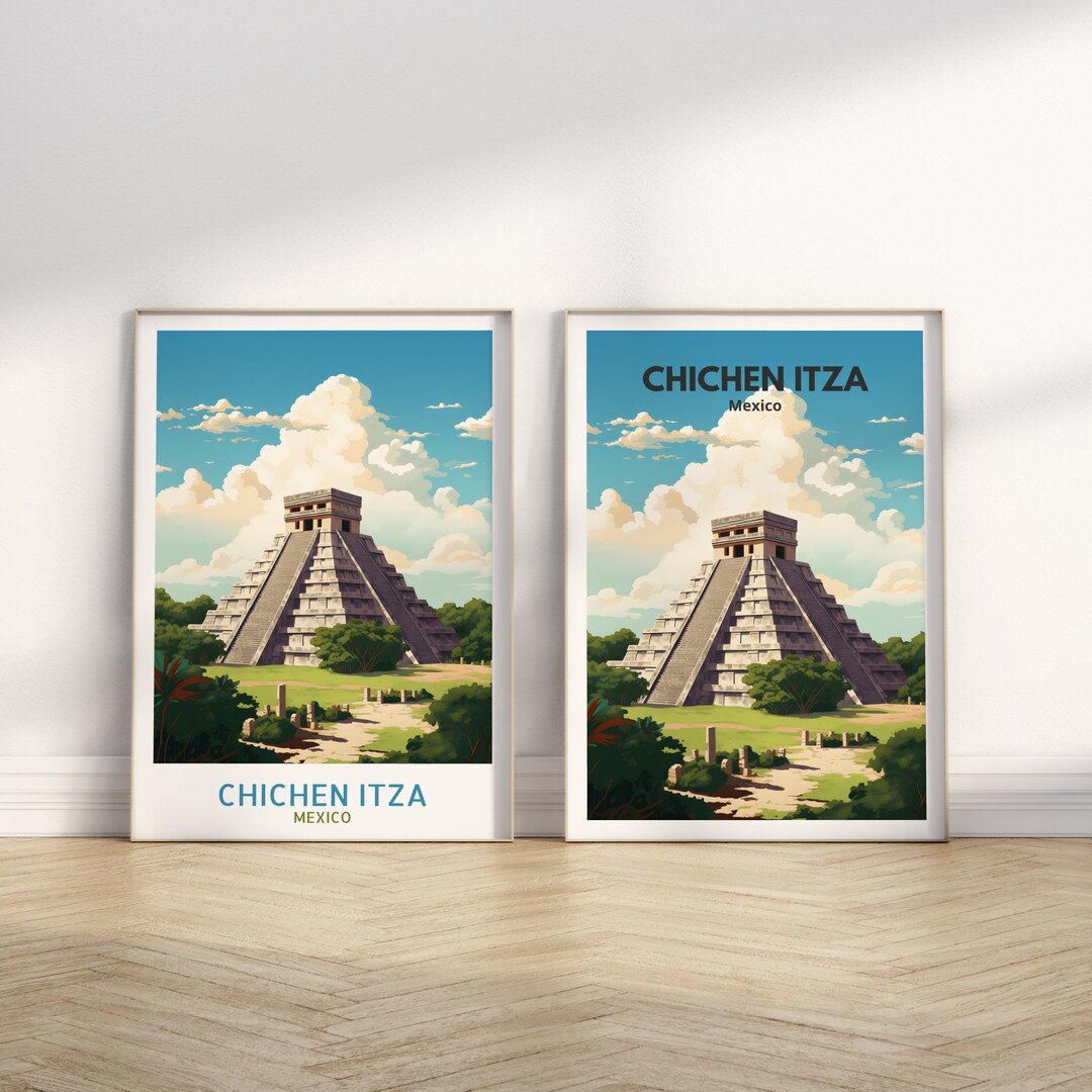 Chichen Itza Travel Print, Chichen Itza Mexico Travel Poster Print ...