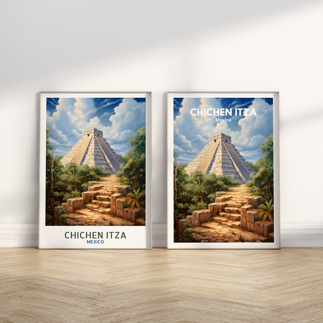 Chichen Itza Travel Print, Chichen Itza Mexico Travel Poster Print ...