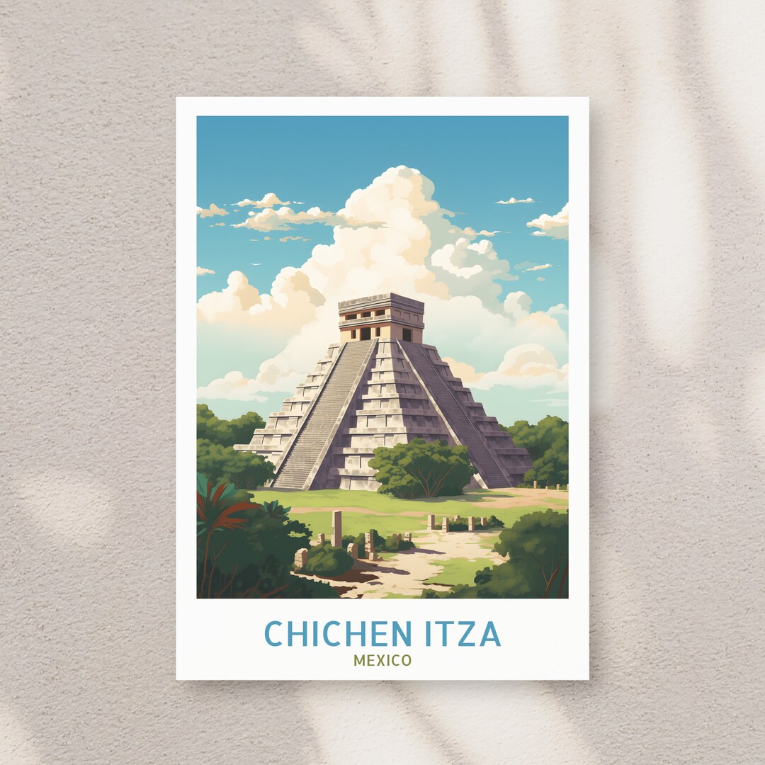 Chichen Itza Travel Print, Chichen Itza Mexico Travel Poster Print ...