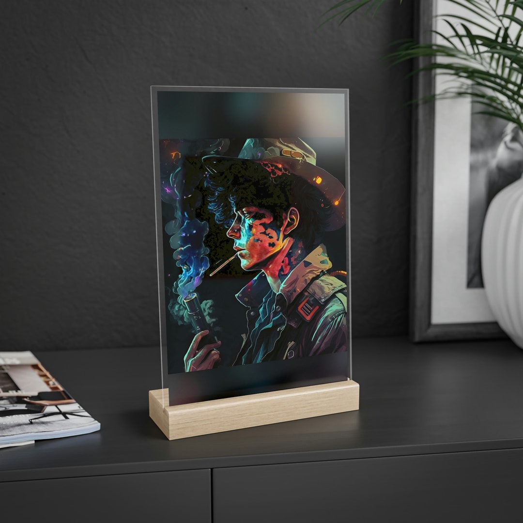 Trippy Cowboy Bbop Acrylic Sign With Wooden Stand High Resolution - Etsy
