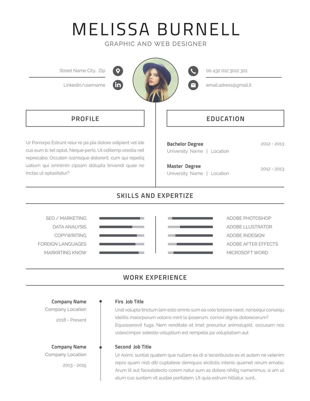 CV MELISA 2 Pages CV Cover Letter Reference Letter - Etsy