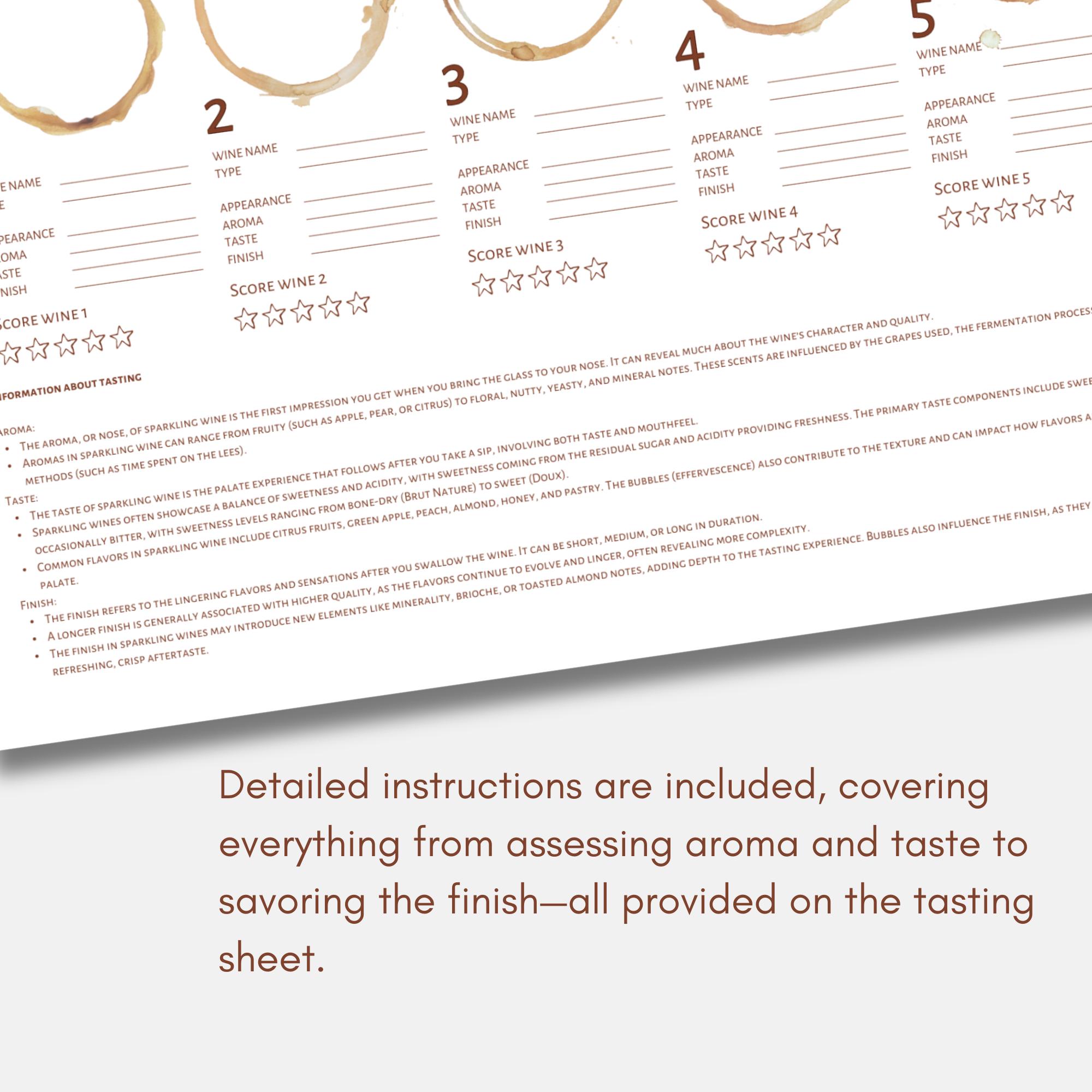 Sparkling Wine Tasting Bundle | Wine Tasting Sheet & Tasting ...