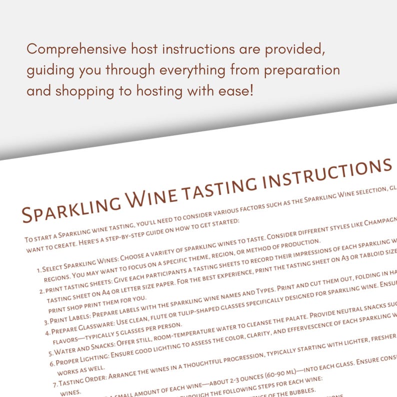 Sparkling Wine Tasting Bundle | Wine Tasting Sheet & Tasting Instructions | How to Taste Wine ...